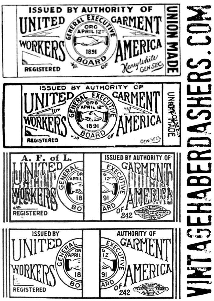United Garment Workers of America union tags | Vintage-Haberdashers Blog